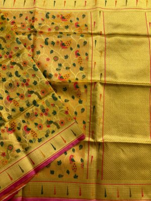 Luxurious Yellow Tissue Paithani Saree - Vardhman Collection
