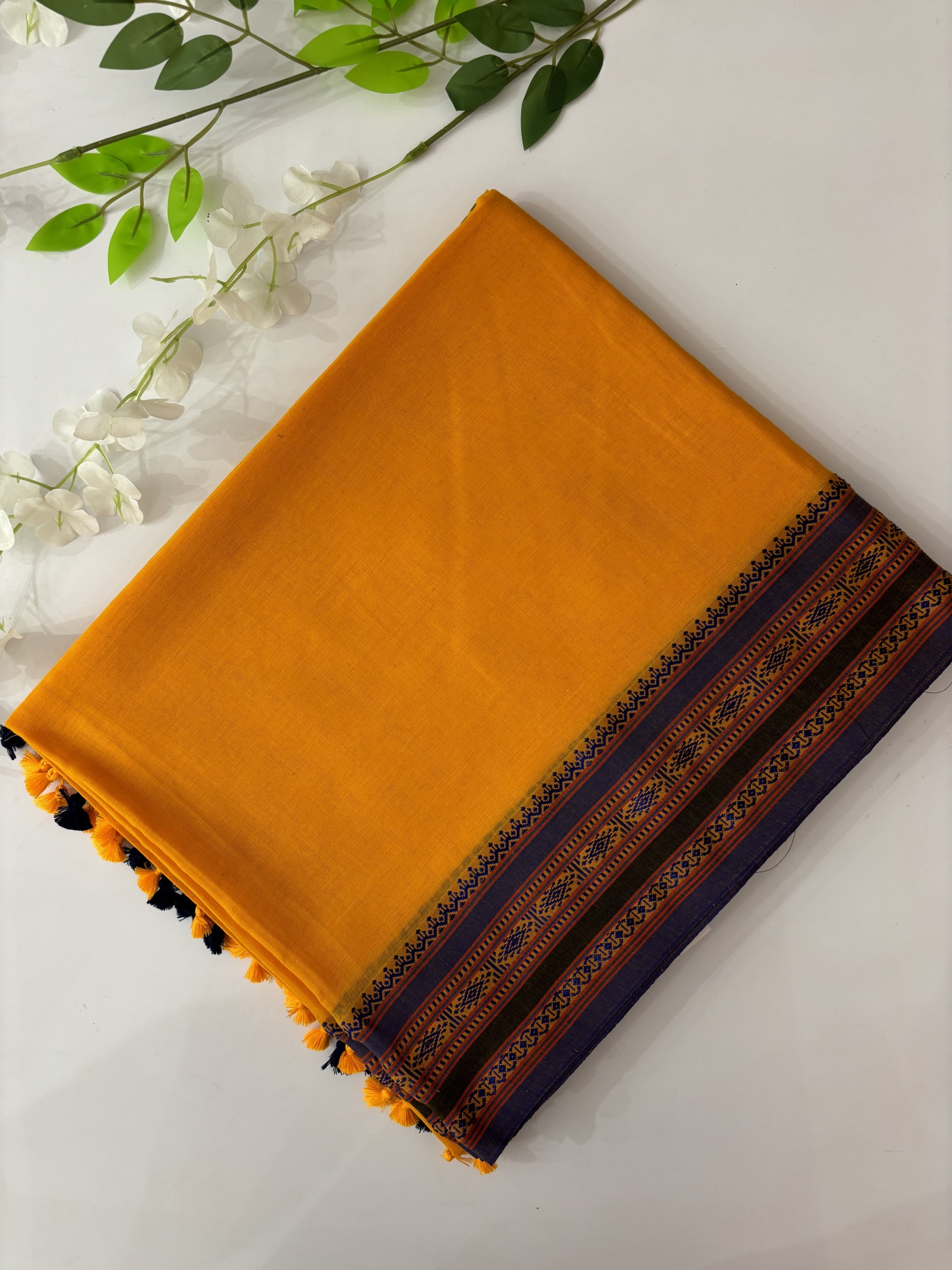 Authentic Orange Phulia Cotton Sarees - Handwoven Elegance at Vardhman ...