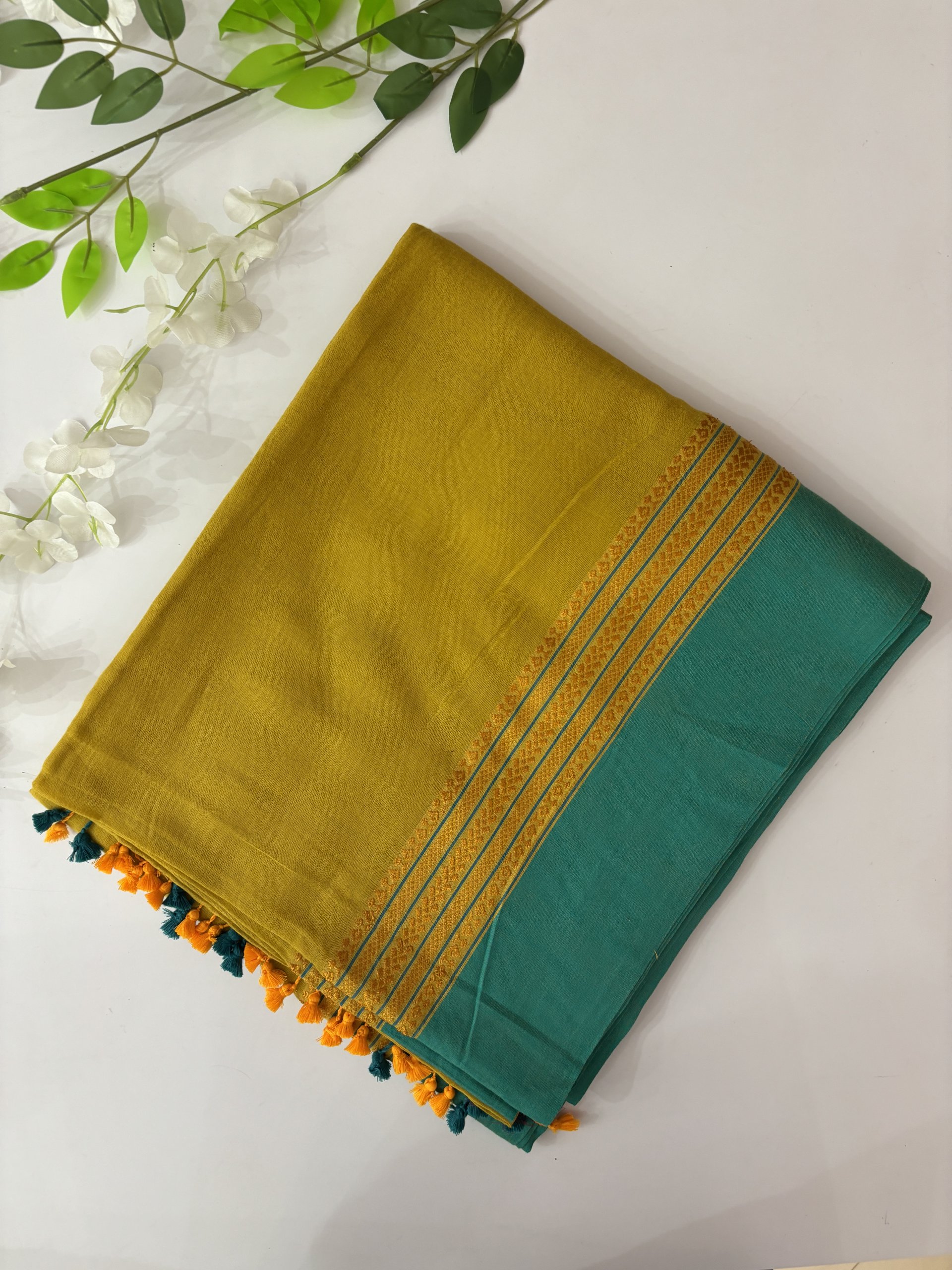 Authentic Yellow Green Phulia Cotton Sarees - Handwoven Elegance at ...