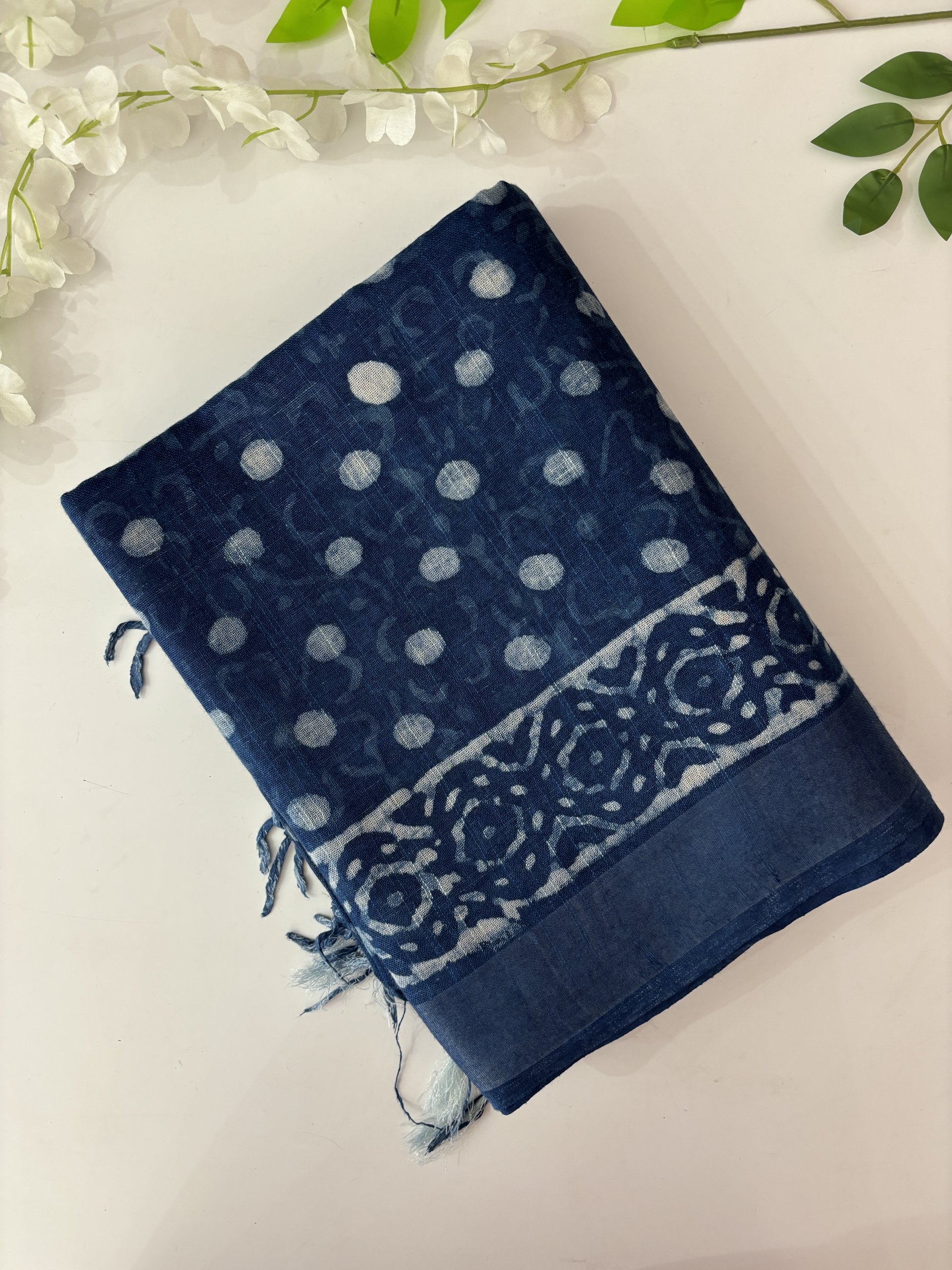 Exquisite Linen Cotton Indigo Blue Sarees - Lightweight Elegance from ...