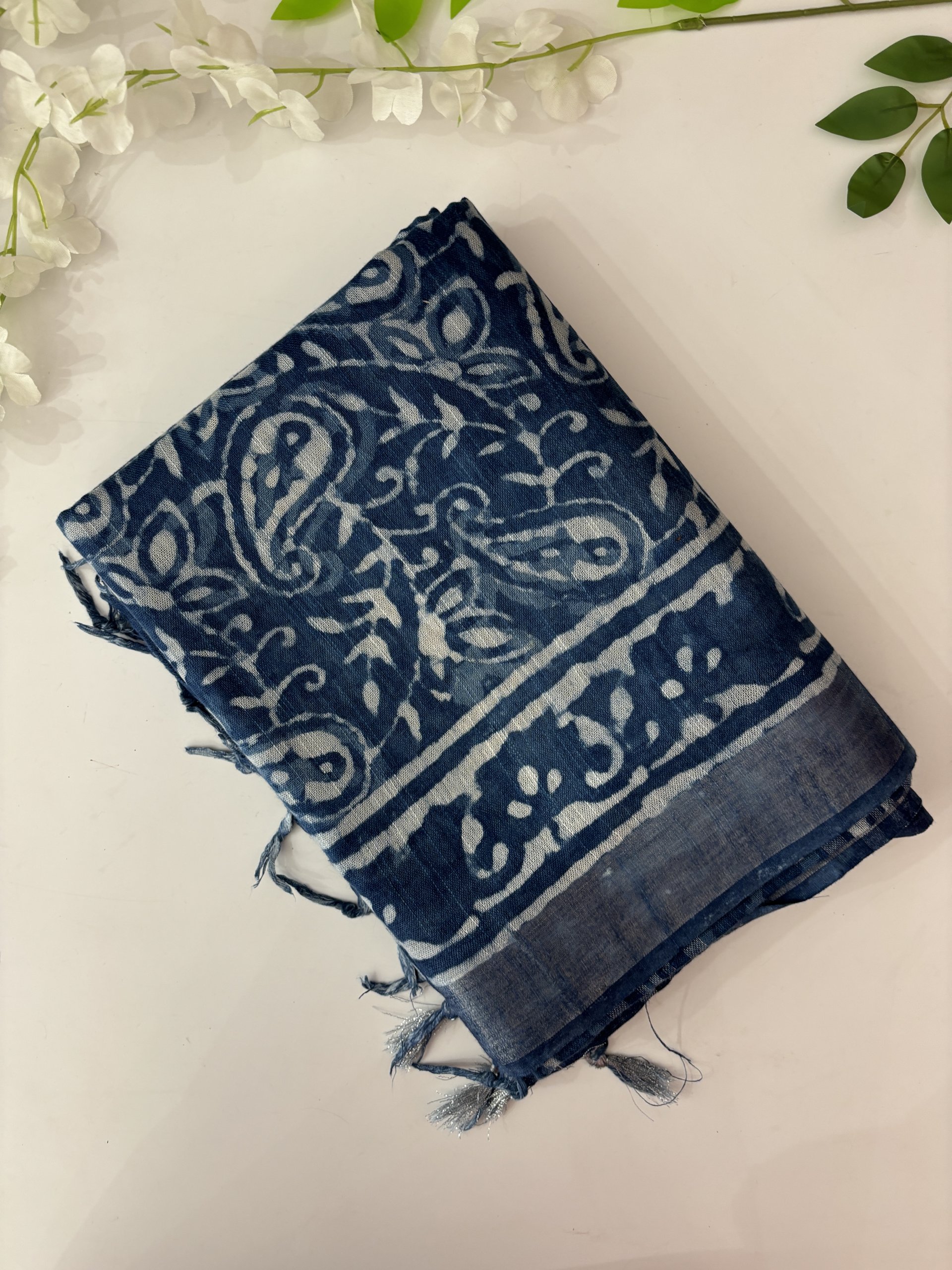 Exquisite Linen Cotton Indigo Blue Sarees - Lightweight Elegance from ...