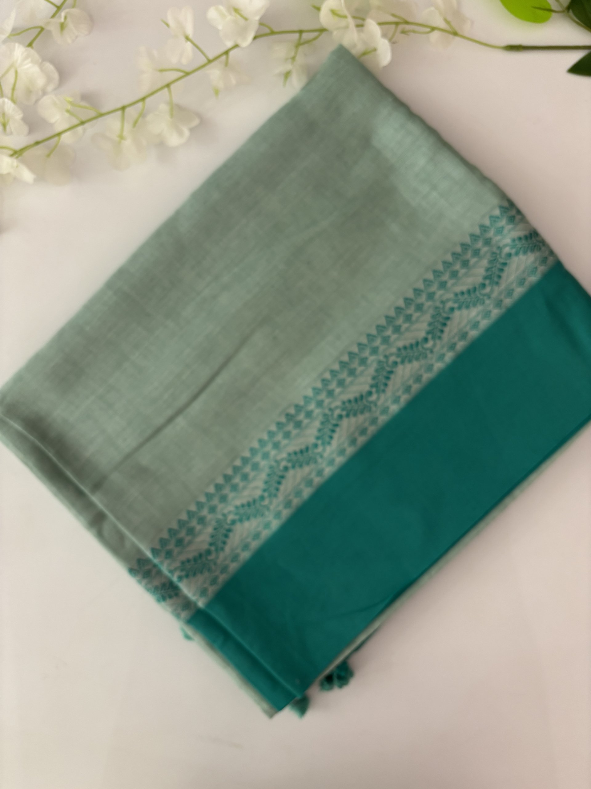 Authentic Light Turquoise Blue Bengal Phulia Cotton Sarees - Handwoven ...
