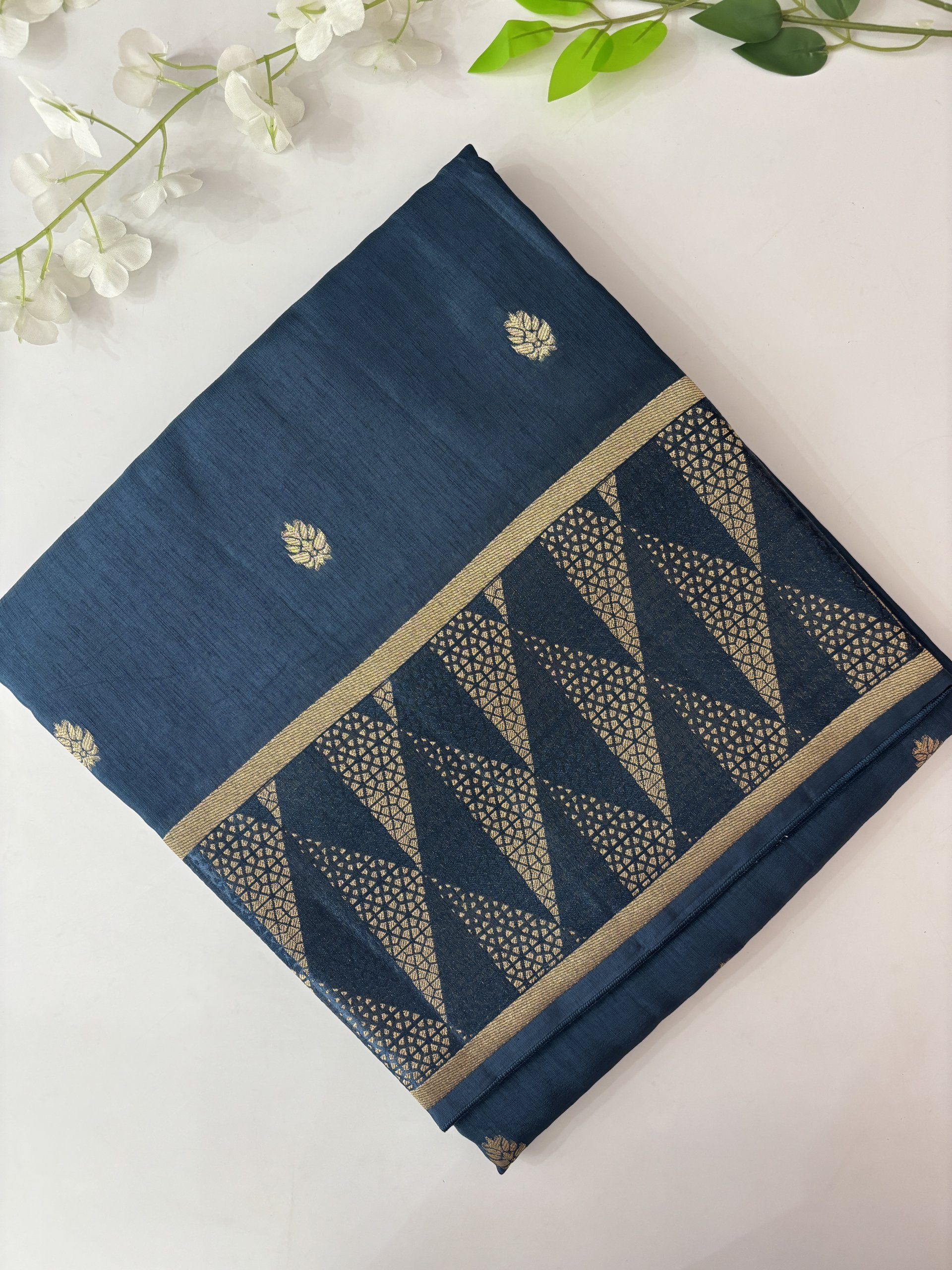 Blue Mashru Silk Sarees – Lustrous Heritage Weaves | Vardhman Collection