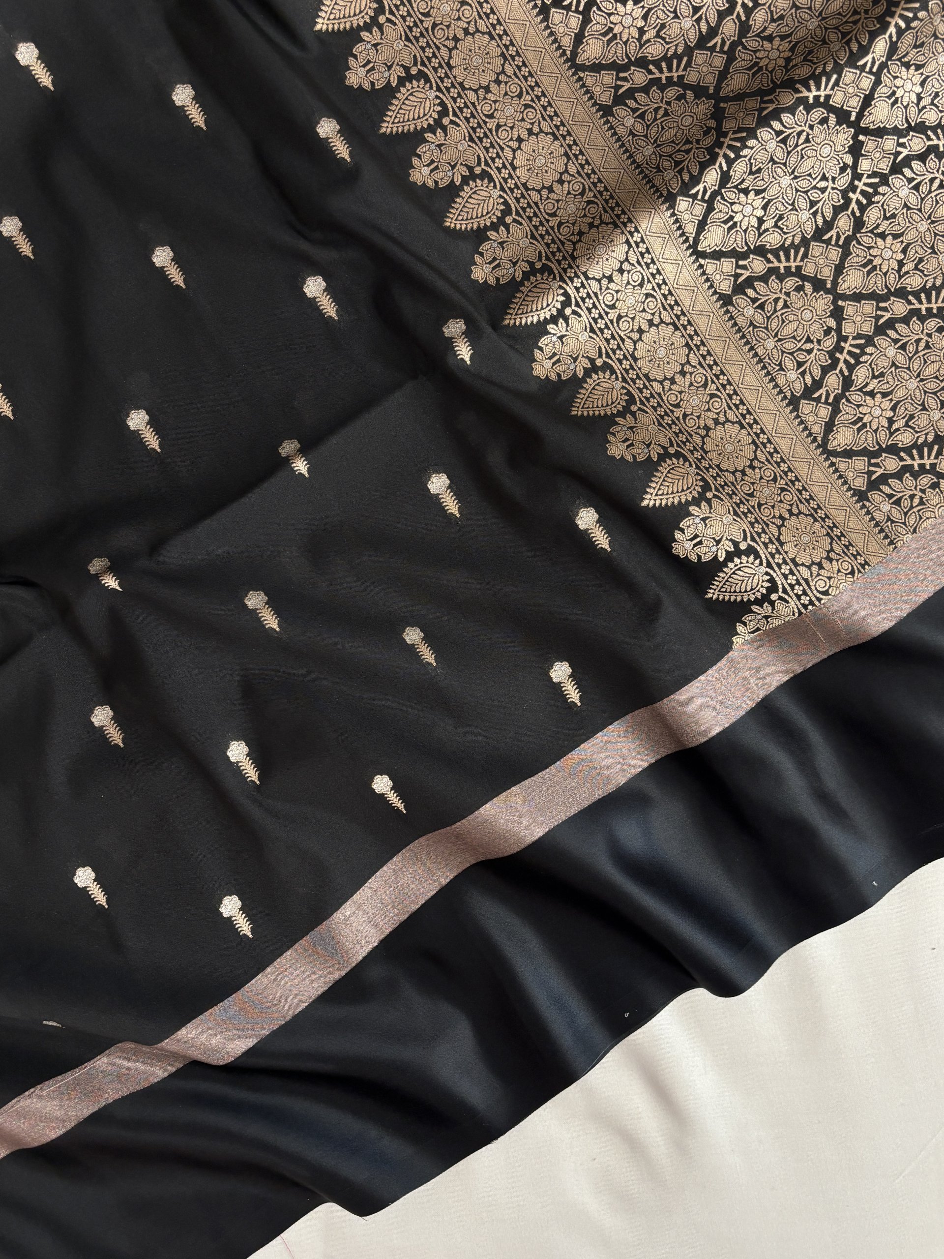 Black Mashru Silk Sarees – Lustrous Heritage Weaves | Vardhman Collection