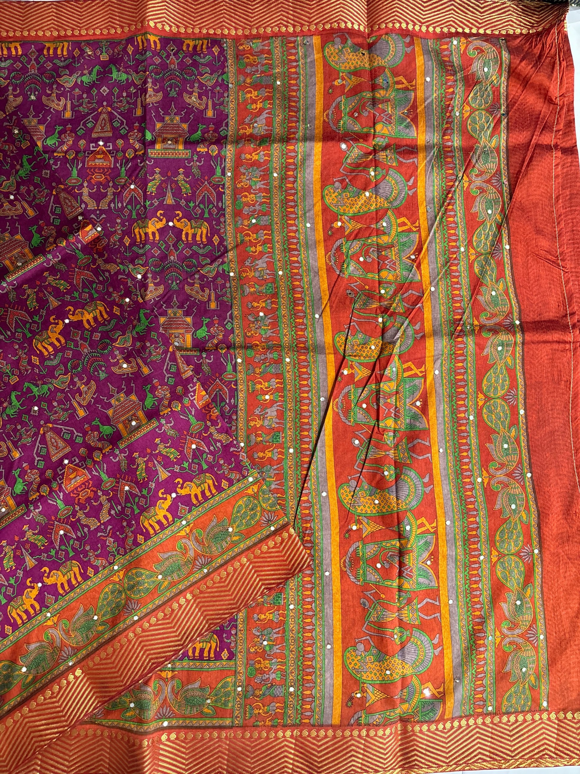 Wine Tussar Silk Sarees with Mirror Work – Elegant Ethnic Glam ...