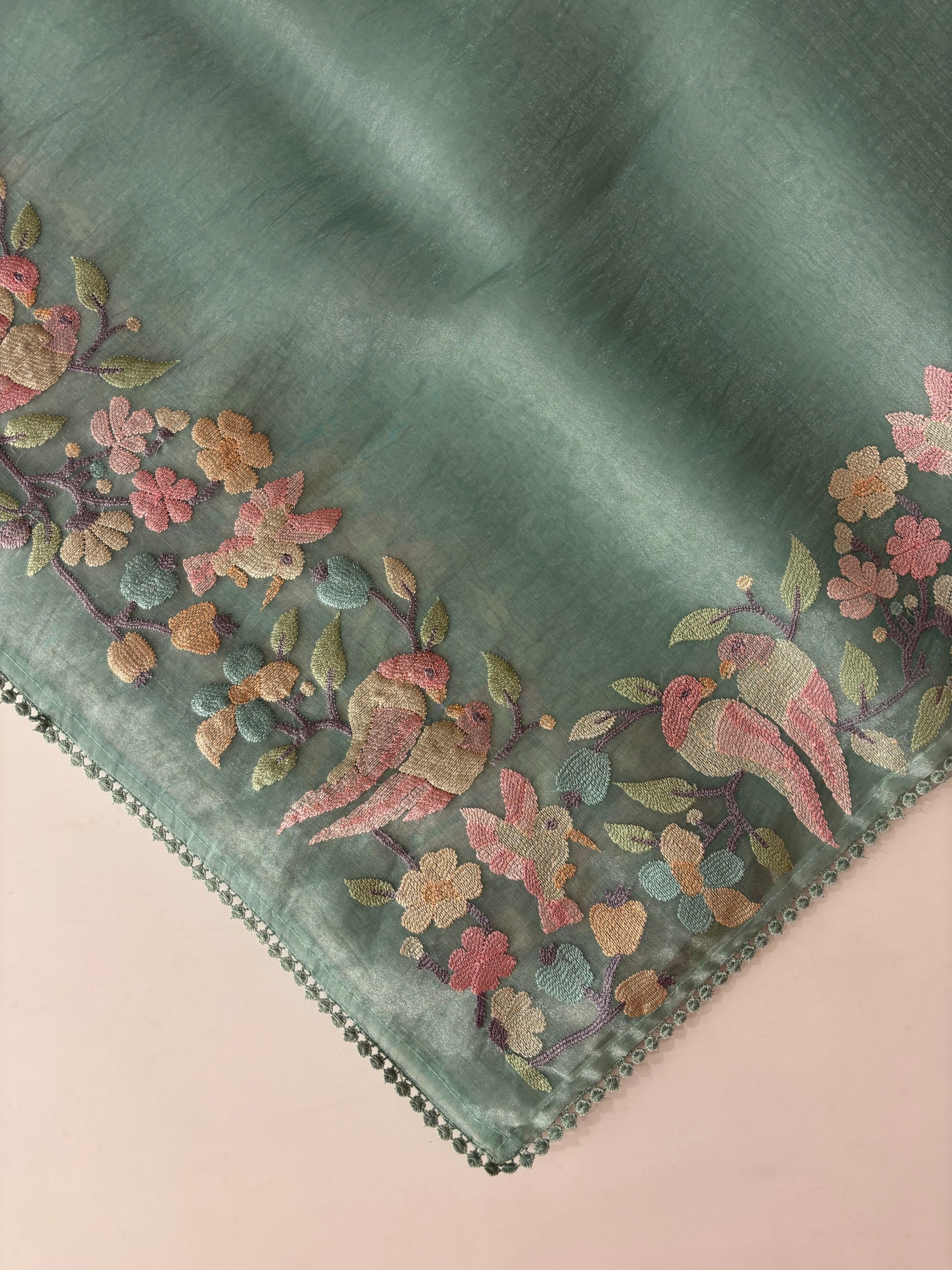 Turquoise Blue Tissue Organza Sarees with Embroidery – Elegant ...