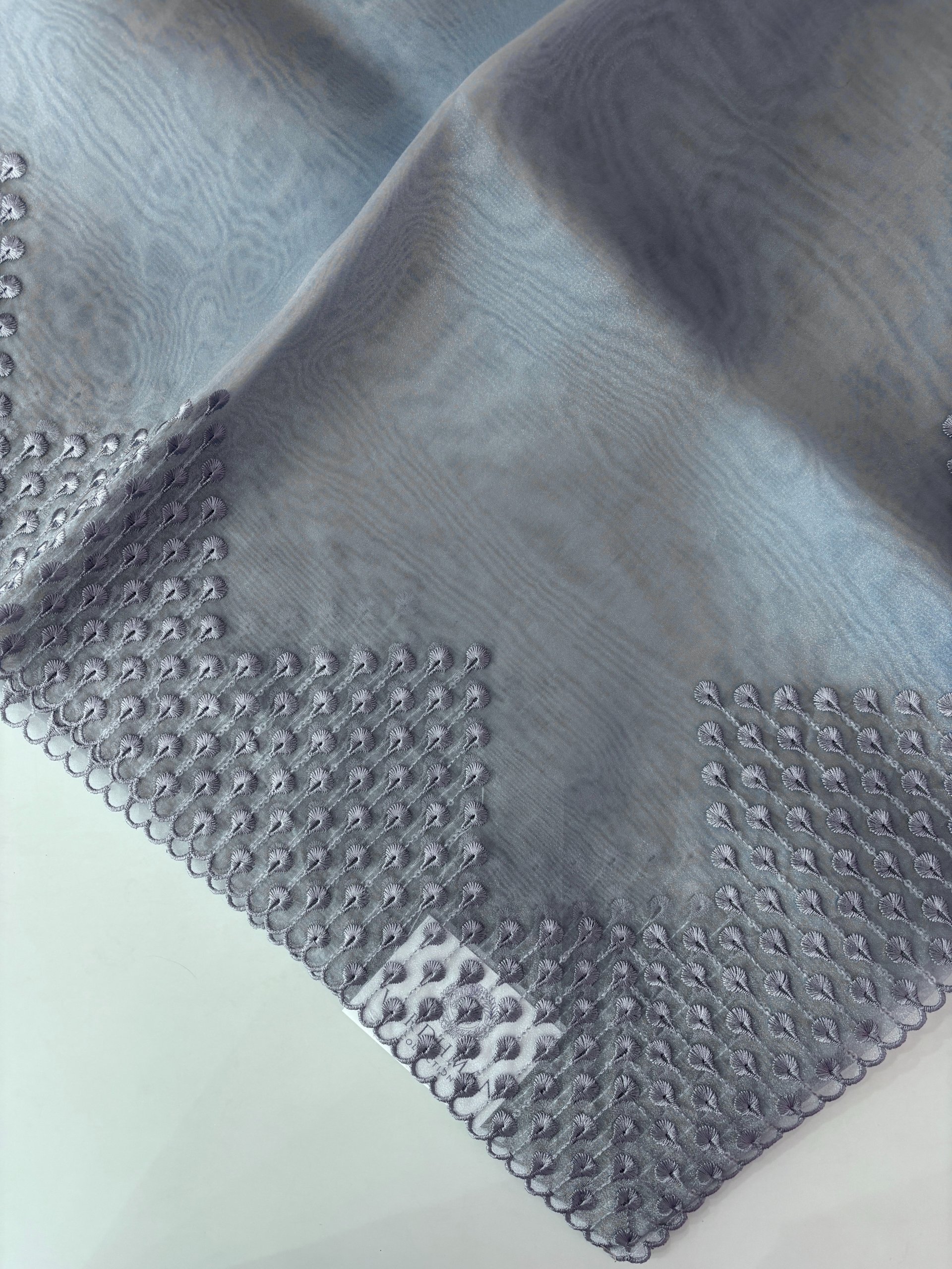 Powder Blue Tissue Organza Sarees with Scalping Border | Vardhman ...