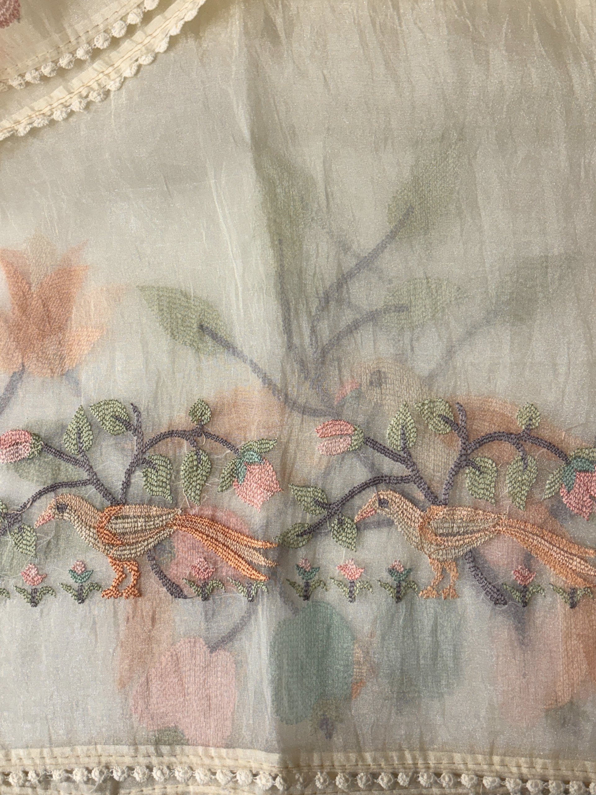 Off White Tissue Organza Sarees with Embroidery – Elegant & Lightweight ...
