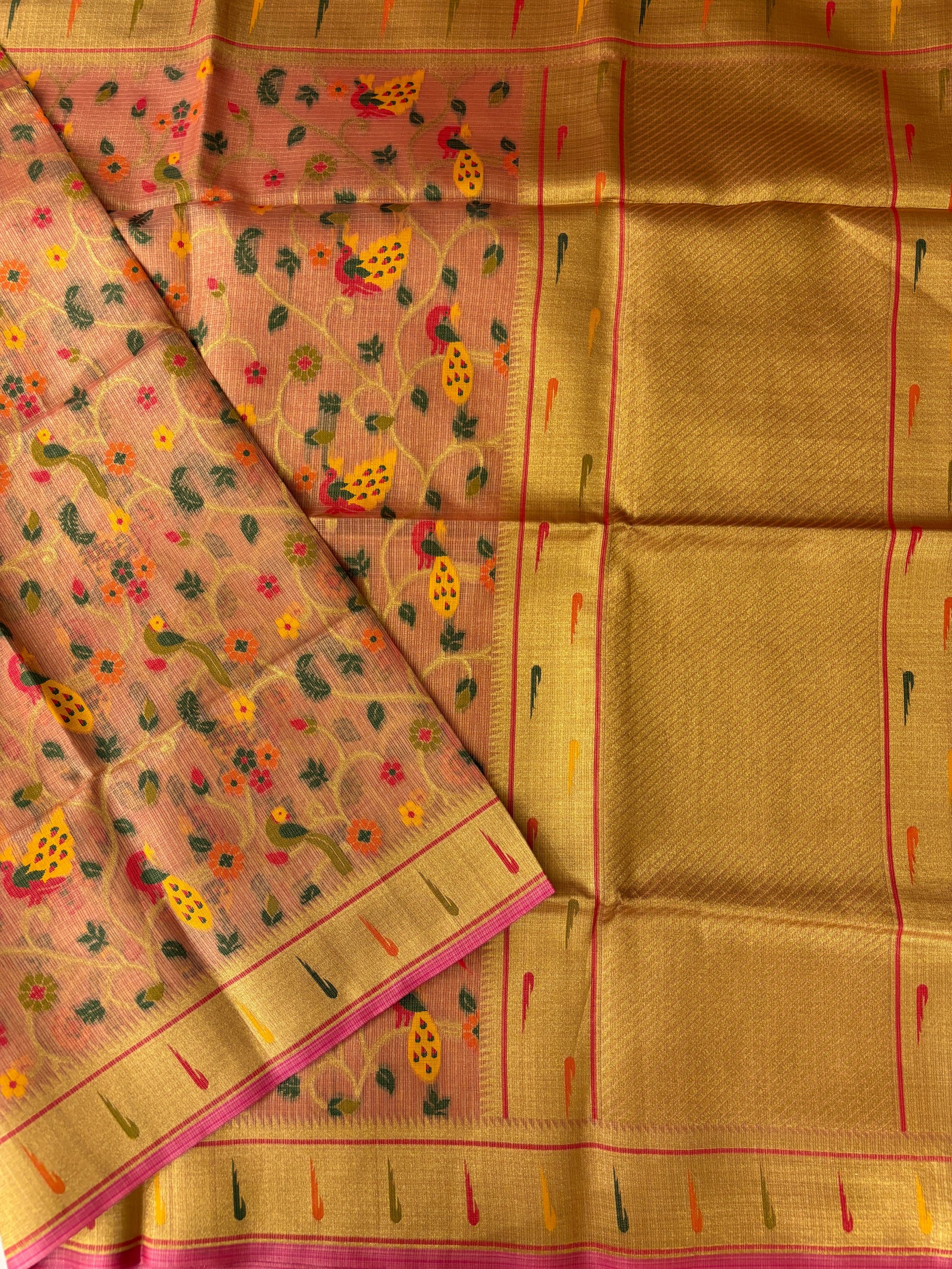 Luxurious Pink Tissue Paithani Saree - Vardhman Collection