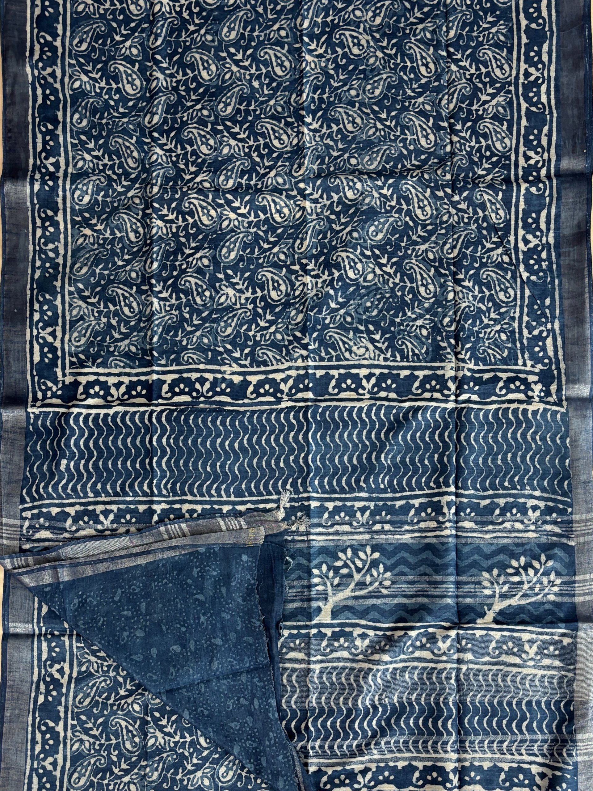 Exquisite Linen Cotton Indigo Blue Sarees - Lightweight Elegance from ...