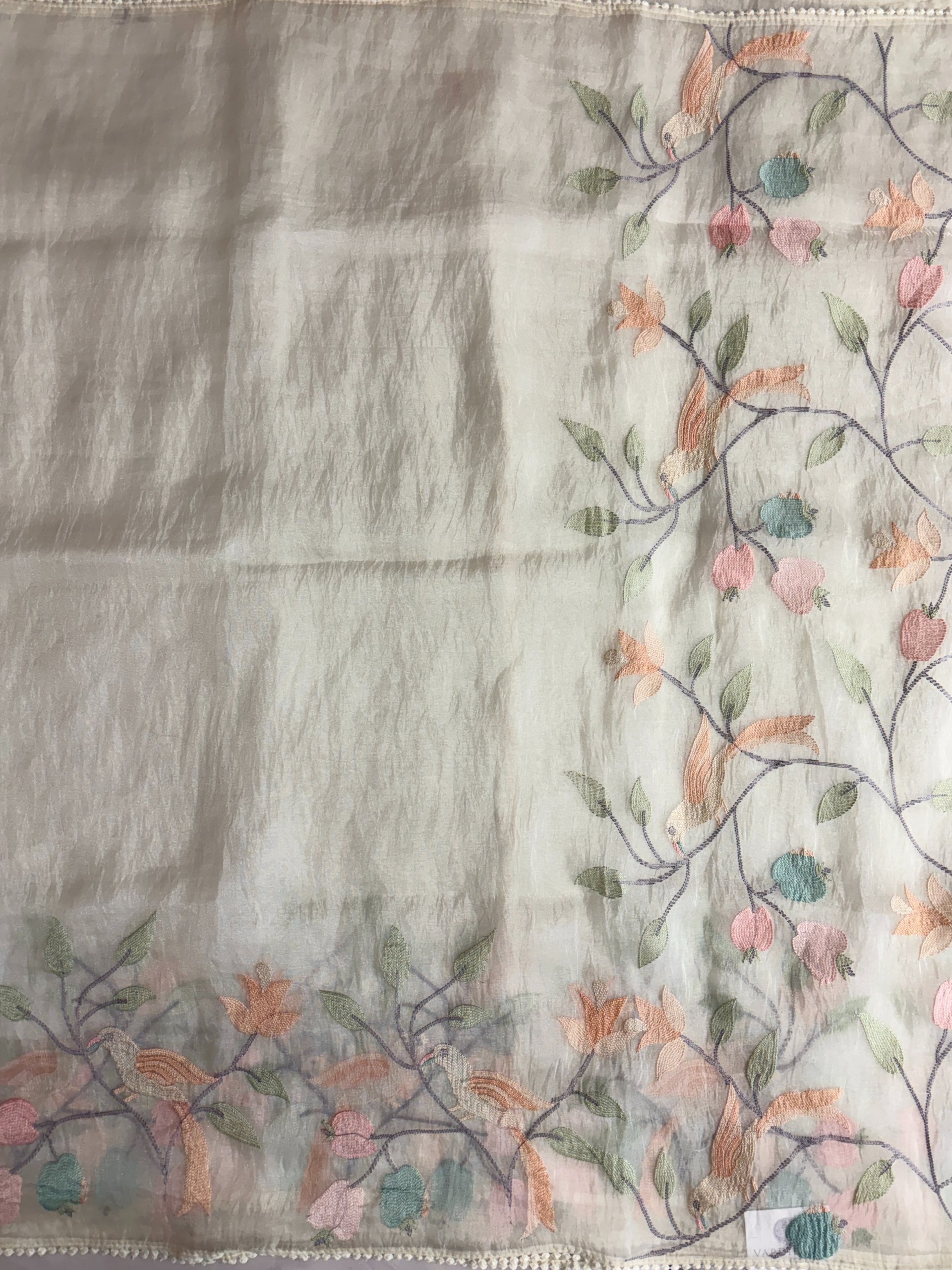Off White Tissue Organza Sarees with Embroidery – Elegant & Lightweight ...
